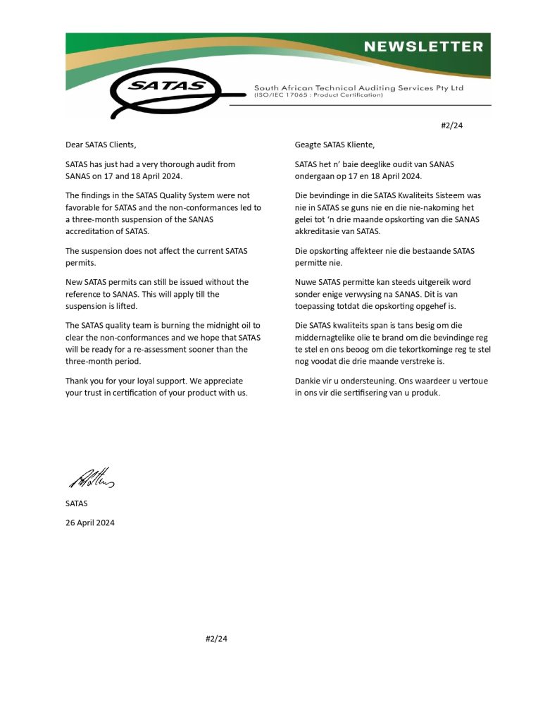 SATAS Accreditation - SATAS